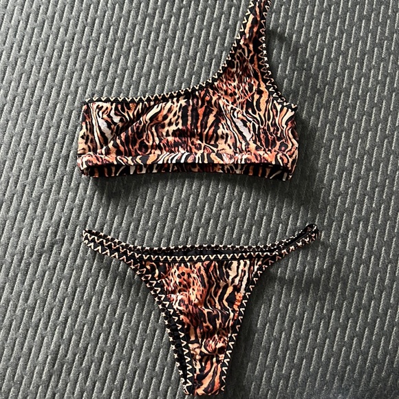 Swim | Animal Print One Shoulder Bikini By Bydee Swimwear | Poshmark